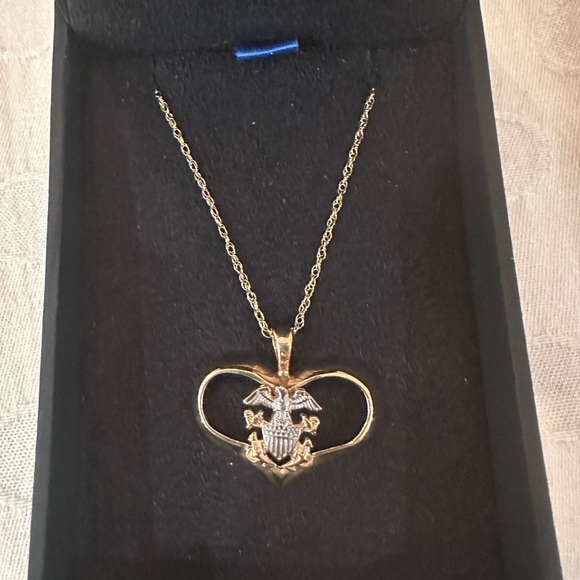 Jewelry | 14k Yellow White Gold Us Navy Heart Necklace | Poshmark